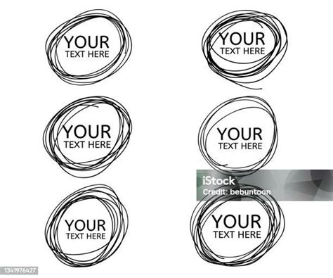 손으로 그린 원 선 스케치 벡터 세트 원형 낙서 낙서 둥근 원 메시지 노트 마크 디자인 요소 연필 펜 그래피티 버블 볼 드래프트 일러스트레이션 벡터 곡선에 대한 스톡 벡터