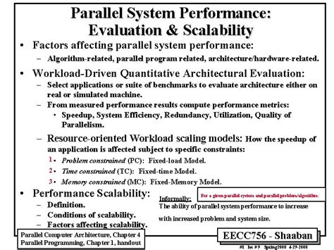 Parallel System Performance Evaluation Scalability Factors Affecting