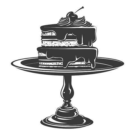 Premium Vector Silhouette Cake Platter Black Color Only Full