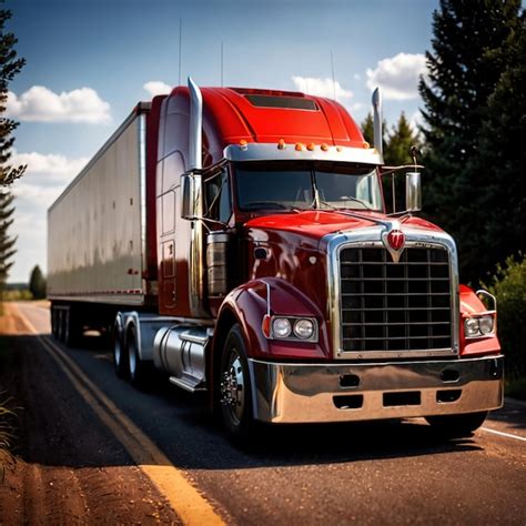 Premium Photo Tractor Trailer Delivery Truck For Cargo Logistics Over