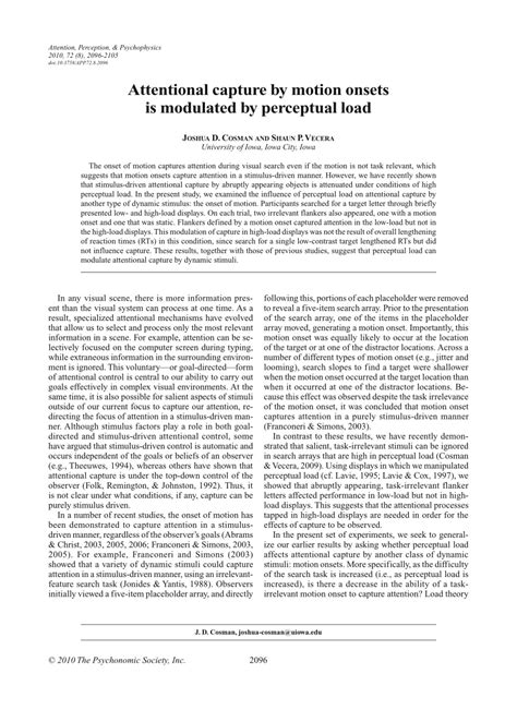 Pdf Attentional Capture By Motion Onsets Is Modulated By Perceptual Load