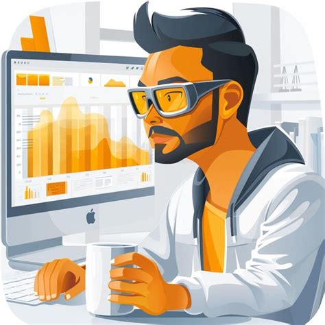 Data Scientist Web Developer In A Home Office Illustrated Flat Minimal Design Premium Ai