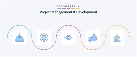 Proyecto Administración Y Desarrollo Azul 5 5 Icono Paquete Incluso