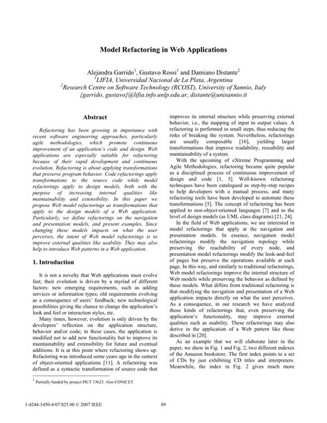 Pdf Model Refactoring In Web Applications