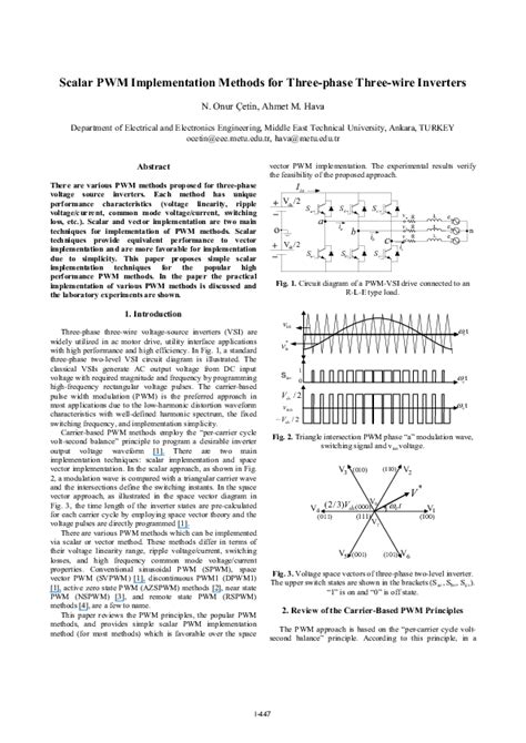 Pdf Scalar Pwm Implementation Methods For Three Phase Three Wire