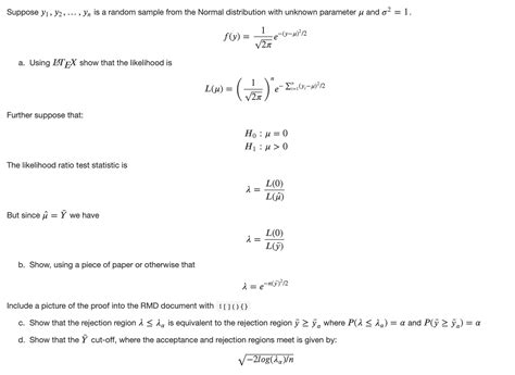 Solved Suppose Y Y Dots Yn Is A Random Sample From The Chegg Com