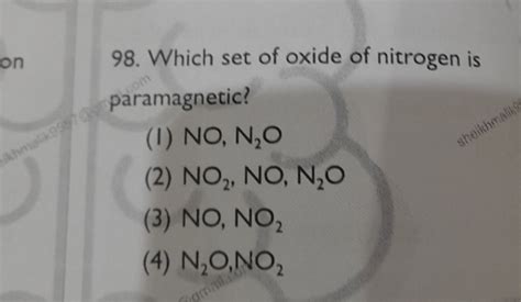 Which Set Of Oxide Of Nitrogen Is Paramagnetic I Mathrm No Mat