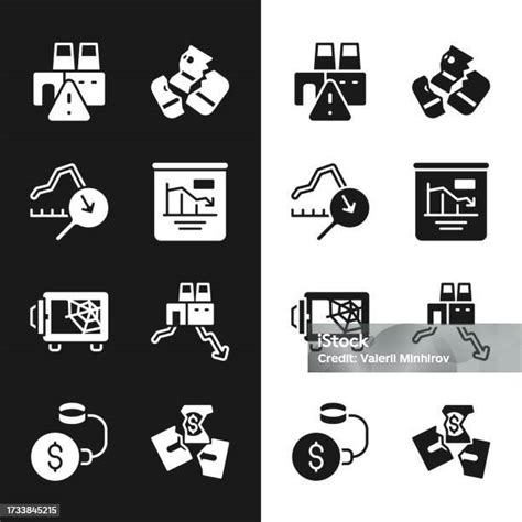 파이 차트 인포그래픽 글로벌 경제 위기 공장 폐쇄 신용 카드 금고 찢어진 돈 지폐 및 부채 공 체인 동전 아이콘을 설정합니다 벡터 건축에 대한 스톡 벡터 아트 및 기타