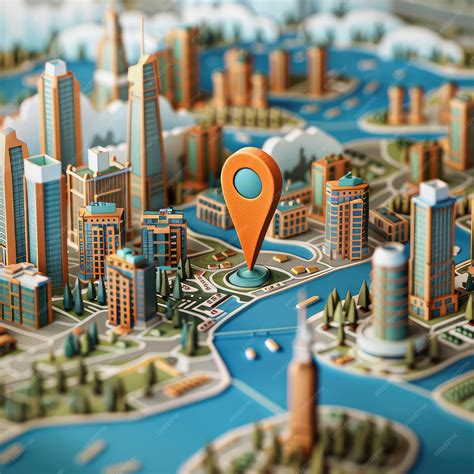 Bright Marker Indicating A Point On A Stylized City Map With Detailed