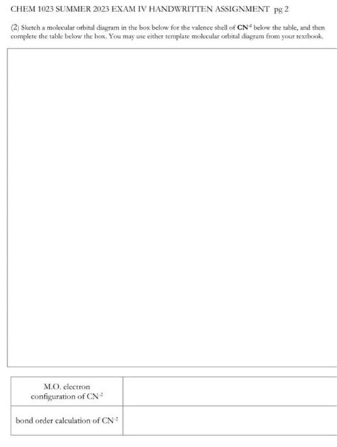 Solved Sketch A Molecular Orbital Diagram In The Box Chegg