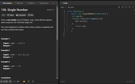 Deepak Kushwah On Linkedin Leetcode 136 Single Number Problem Solved