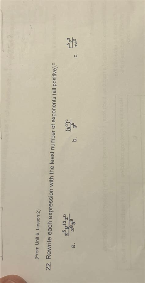 solved from unit 6 ﻿lesson 2 22 ﻿rewrite each expression