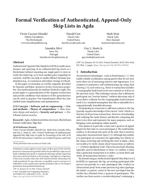 Fillable Online Formal Verification Of Authenticated Append Only Skip Lists In Agda Software