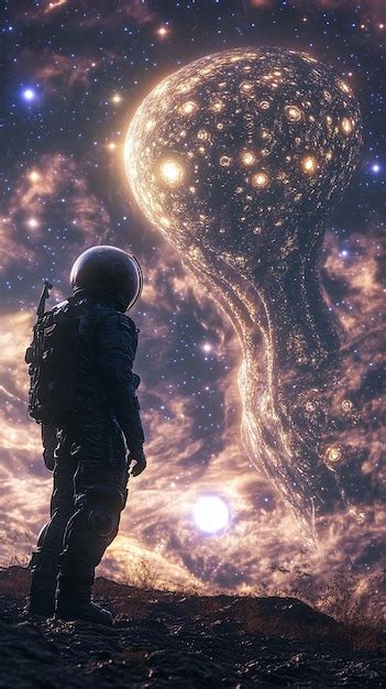 Astronaut Encountering An Extraterrestrial Life Form Premium Ai Generated Image