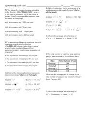 Unit Study Guide On Functions And Graphs Course Hero