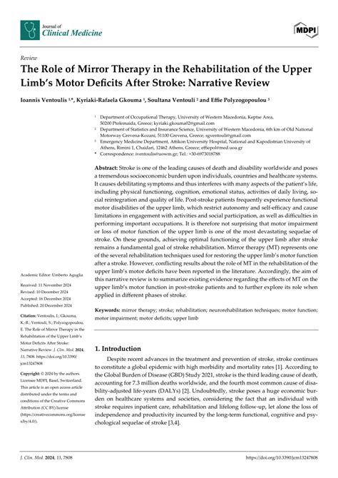 Pdf The Role Of Mirror Therapy In The Rehabilitation Of The Upper Limbs Motor Deficits After