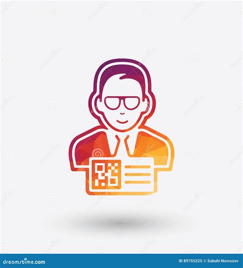 Colored Man With QR Code Pass Icon On White Background Stock Vector Illustration Of Abstract