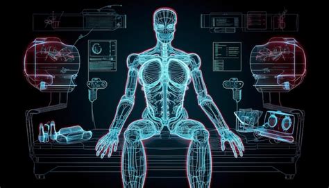 Premium Ai Image Robot Or Cyborg Programming Artificial Intelligence In Cyberspace Data On A