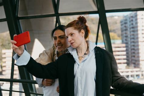 Couple Posing For A Selfie On Museum Outing Stock Image Image Of Smartphone Urban 316152031