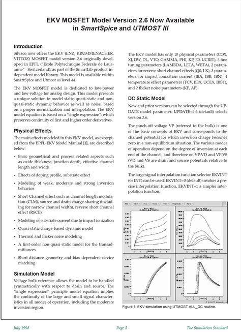 Ekv Mosfet Model Version 2 6 Now Available In Smartspice And Utmost Iii