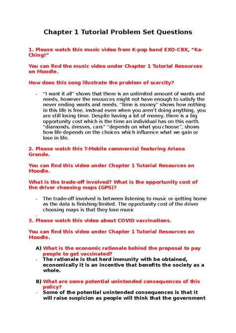 Chapter 1 Tutorial Problem Set Questions Chapter 1 Tutorial Problem