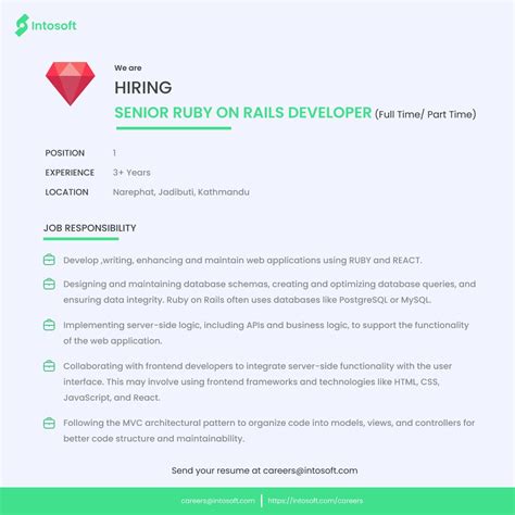 intosoft on linkedin job rubyonrailsdeveloper react fulltime parttime