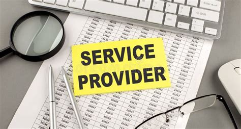 Service Provider Text Written On A Sticky On Chart With Keyboard And