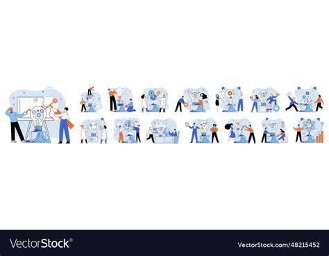 Team Solving Problems Data Scientists Software Vector Image