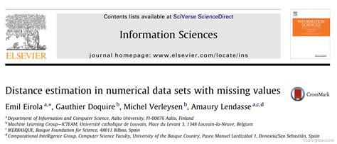 Distance Estimation In Data Sets With Missing Values Csdn博客