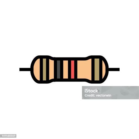Ilustrasi Vektor Ikon Warna Komponen Elektronik Resistor Film Karbon Ilustrasi Stok Unduh