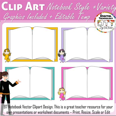 Notebook Clipart Notebook Vector Clipart Text Frame Notebook Teacher Notebook Clipart