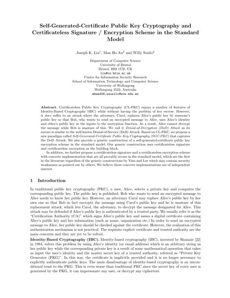 pdf self generated certificate public key cryptography and