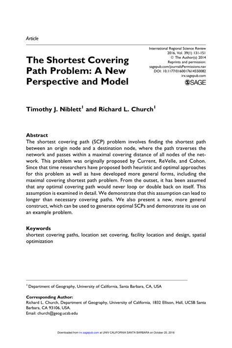 Pdf The Shortest Covering Path Problem A New Perspective And Model