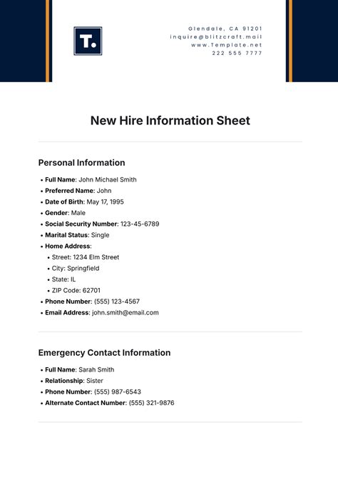 Free General Information Sheet Format Template To Edit Online