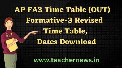 AP FA3 Time Table Jan 27th To 30th 2025 SAMP 3 Self Assessment 3 Exams Will Be Conducted From