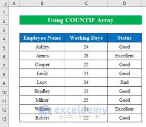 How To Use COUNTIF Function With Array Criteria In Excel