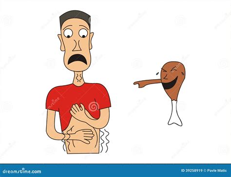 Hungry Man Is Mocked By Food Stock Illustration Image 39258919