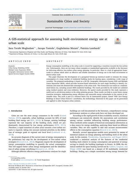 Pdf A Gis Statistical Approach For Assessing Built Environment Energy