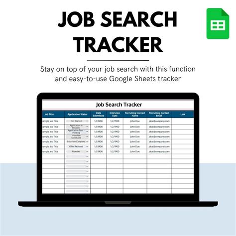 Job Tracker Spreadsheet Google Sheets Template Etsy