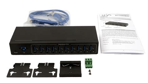 10 Port Usb 3 2 Gen 1 Metal Hub For Table Wall And Din Rail 15kv Esd Protection Usb Hubs