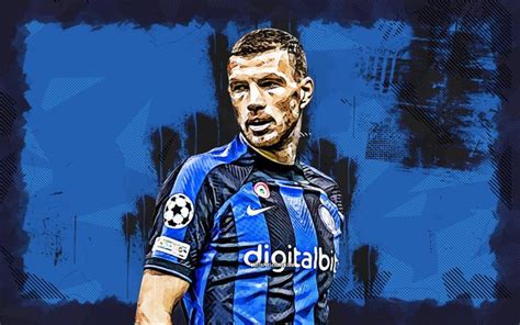 다운로드 4k 에딘 제코 그런지 아트 인터 밀란 Fc 축구 세리에 A 보스니아 축구선수 에딘 제코 4k 블루 그런 지 배경 인테르나치오날레 에딘 제코 인터
