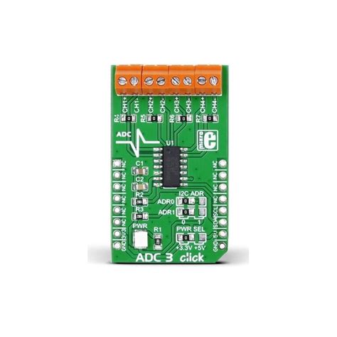 ADC3 Click MIKROE 1894 Microchips MCP3428 16 Bit Multichannel Analog