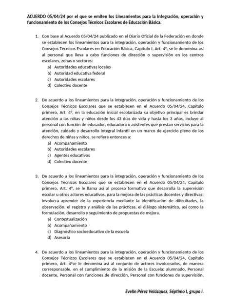 Tabla De Conceptos Cte Dof Acuerdo 05 04 24 Pdf Enseñando