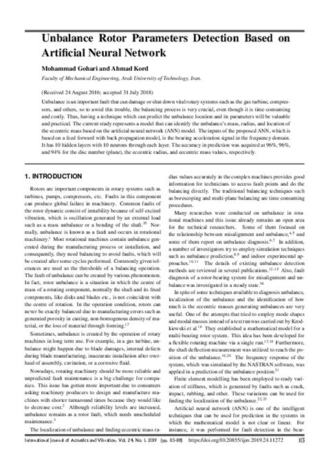 Pdf Unbalance Rotor Parameters Detection Based On Artificial Neural Network