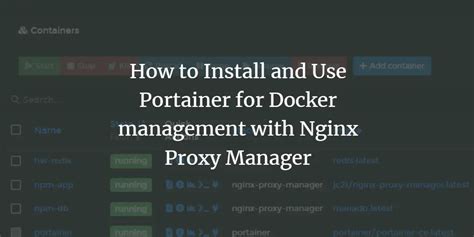 How To Install And Use Portainer For Docker Management With Nginx Proxy