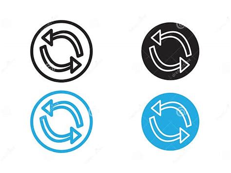 Synchronization Icon Black And White Vector Outline Sign Stock Vector