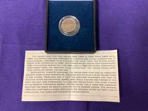 First Year Of Issue 1859 Indian Head Cent Collector S Box Grand