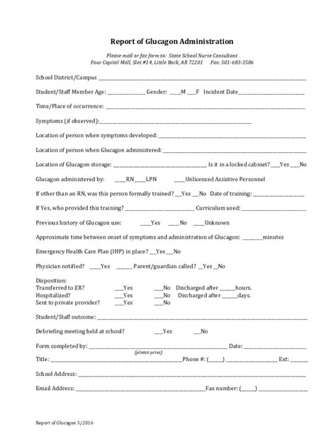 Fillable Online Report Of Glucagon Administration Fax Email Print Pdffiller
