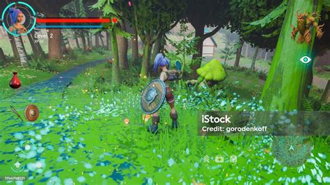 video game mockup screen gameplay of 3d fantasy role playing game