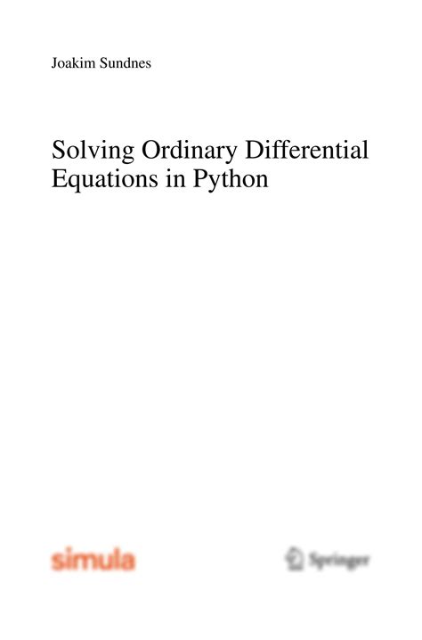 Solution Solving Ordinary Differential Equations In Python Studypool